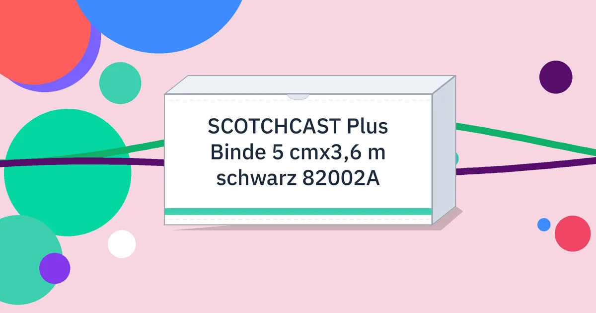 Symbolbild: Packung mit der Aufschrift SCOTCHCAST Plus Binde 5 cmx3,6 m schwarz 82002A (PZN 02700115) – Verfügbarkeit und Bezug in Apotheken in Frankfurt am Main