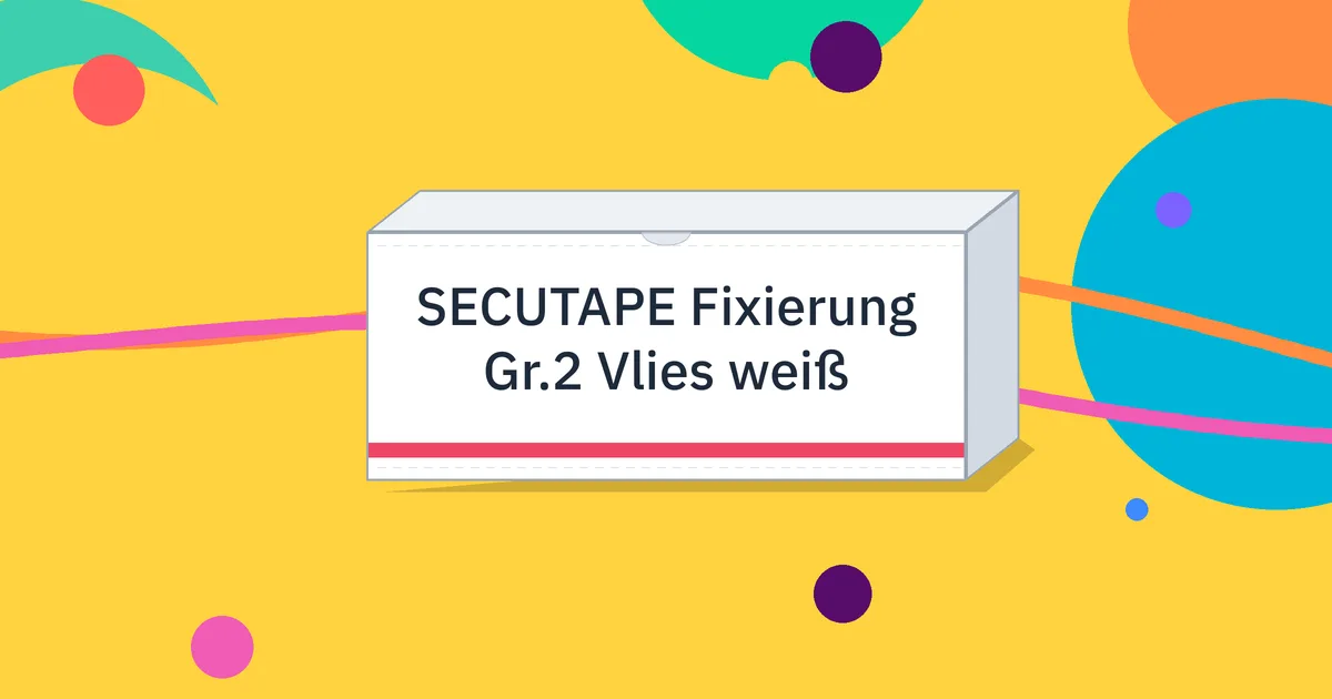 Symbolbild: Packung mit der Aufschrift SECUTAPE Fixierung Gr.2 Vlies weiß (PZN 18424597) – Verfügbarkeit und Bezug in Apotheken in Frankfurt am Main