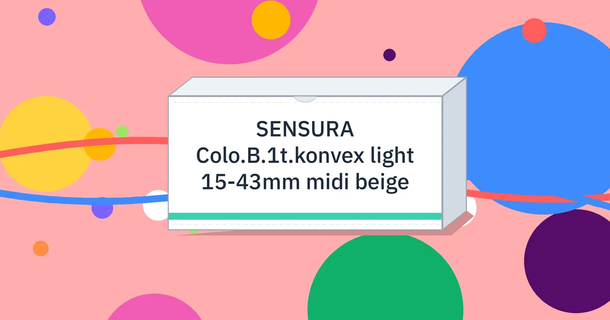 Symbolbild: Packung mit der Aufschrift SENSURA Colo.B.1t.konvex light 15-43mm midi beige (PZN 00819177) – Verfügbarkeit und Bezug in Apotheken in Frankfurt am Main