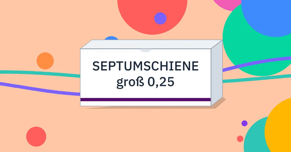 Symbolbild: Packung mit der Aufschrift SEPTUMSCHIENE groß 0,25 (PZN 09005861) – Verfügbarkeit und Bezug in Apotheken in Frankfurt am Main