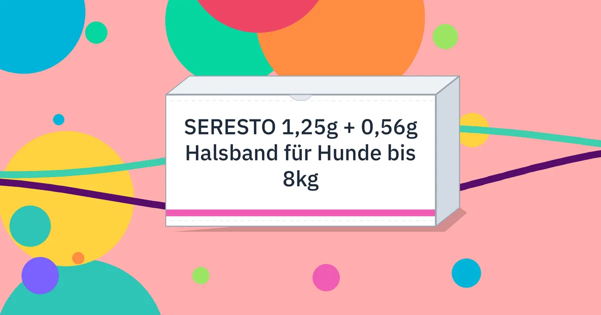 Symbolbild: Packung mit der Aufschrift SERESTO 1,25g + 0,56g Halsband für Hunde bis 8kg (PZN 09315509) – Verfügbarkeit und Bezug in Apotheken in Frankfurt am Main
