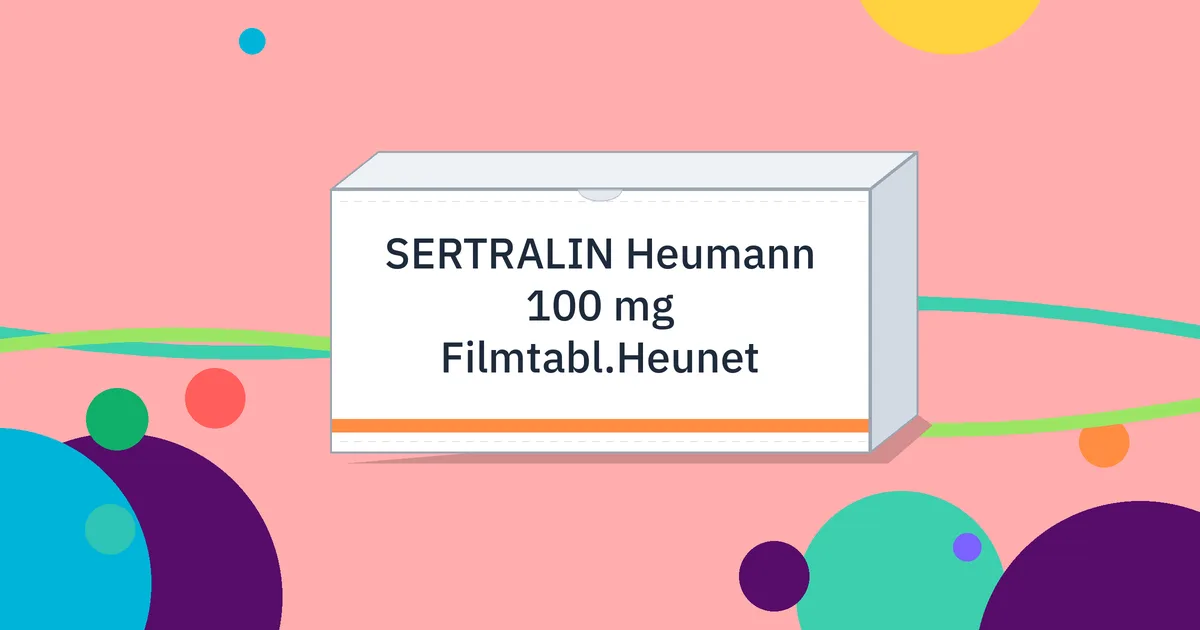 Symbolbild: Packung mit der Aufschrift SERTRALIN Heumann 100 mg Filmtabl.Heunet (PZN 05890458) – Verfügbarkeit und Bezug in Apotheken in Frankfurt am Main