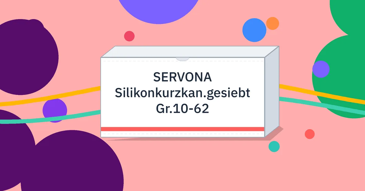 Symbolbild: Packung mit der Aufschrift SERVONA Silikonkurzkan.gesiebt Gr.10-62 (PZN 04054240) – Verfügbarkeit und Bezug in Apotheken in Frankfurt am Main