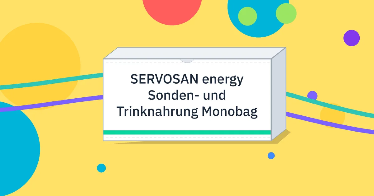Symbolbild: Packung mit der Aufschrift SERVOSAN energy Sonden- und Trinknahrung Monobag (PZN 03898740) – Verfügbarkeit und Bezug in Apotheken in Frankfurt am Main