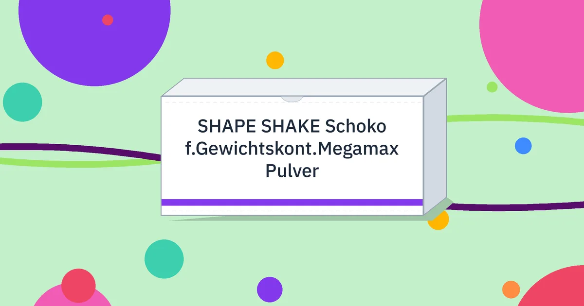 Symbolbild: Packung mit der Aufschrift SHAPE SHAKE Schoko f.Gewichtskont.Megamax Pulver (PZN 19961707) – Verfügbarkeit und Bezug in Apotheken in Frankfurt am Main