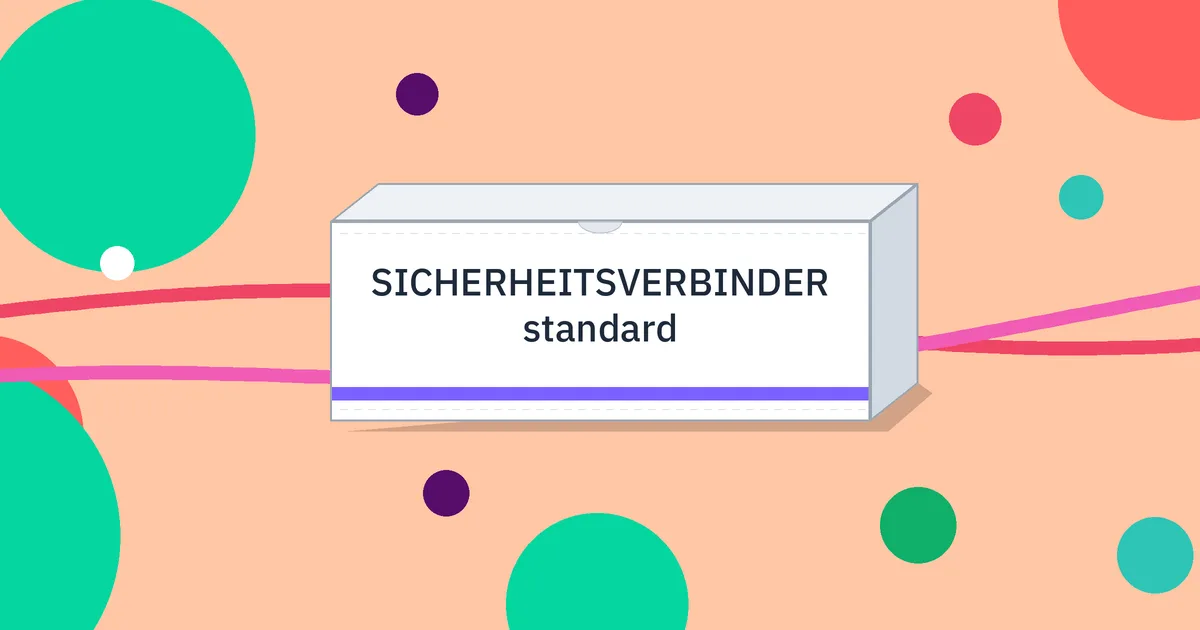 Symbolbild: Packung mit der Aufschrift SICHERHEITSVERBINDER standard (PZN 01901366) – Verfügbarkeit und Bezug in Apotheken in Frankfurt am Main