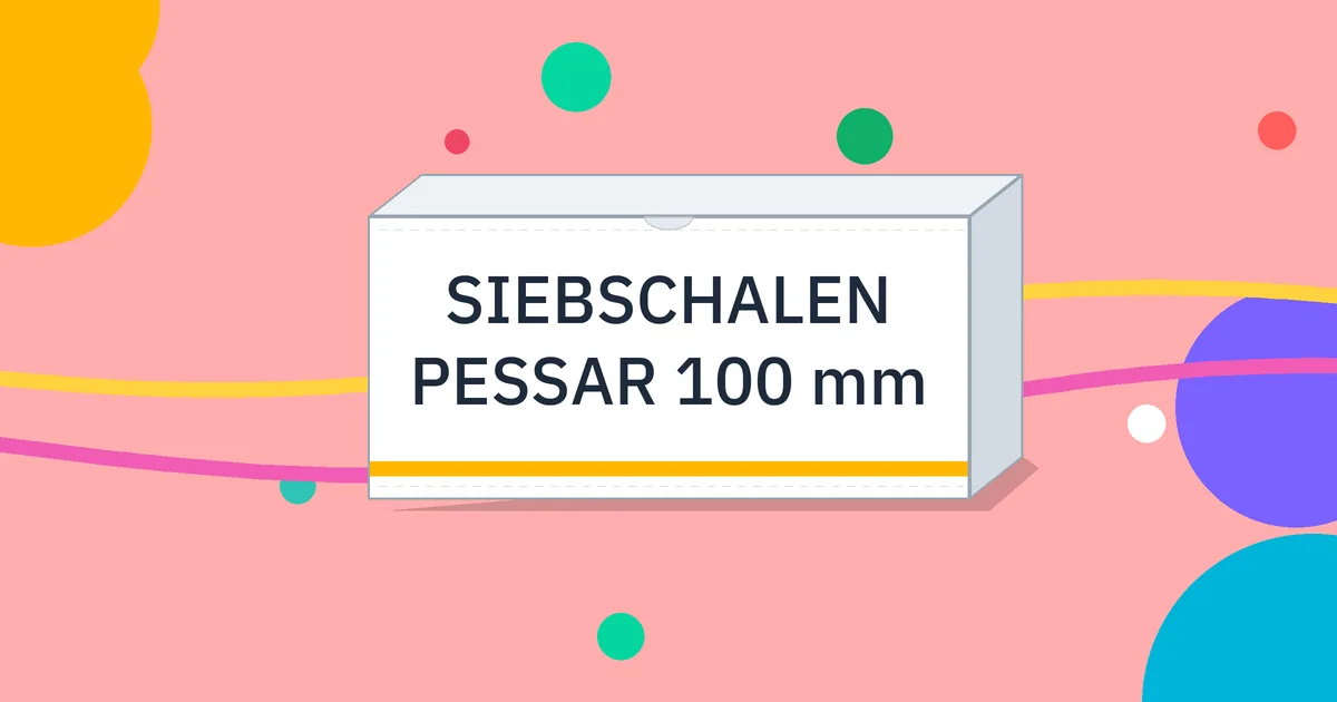Symbolbild: Packung mit der Aufschrift SIEBSCHALEN PESSAR 100 mm (PZN 07326791) – Verfügbarkeit und Bezug in Apotheken in Frankfurt am Main