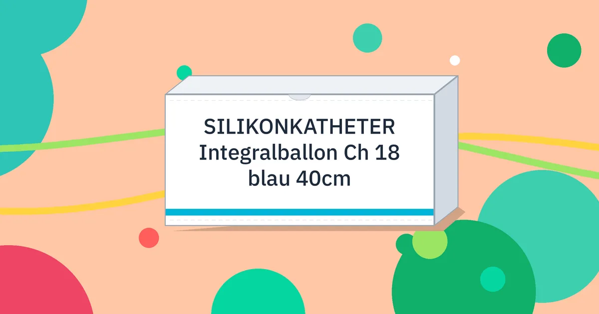 Symbolbild: Packung mit der Aufschrift SILIKONKATHETER Integralballon Ch 18 blau 40cm (PZN 09766560) – Verfügbarkeit und Bezug in Apotheken in Frankfurt am Main