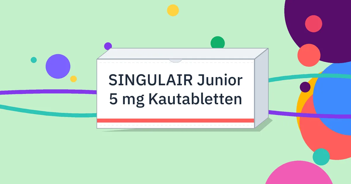 Symbolbild: Packung mit der Aufschrift SINGULAIR Junior 5 mg Kautabletten (PZN 01160473) – Verfügbarkeit und Bezug in Apotheken in Frankfurt am Main