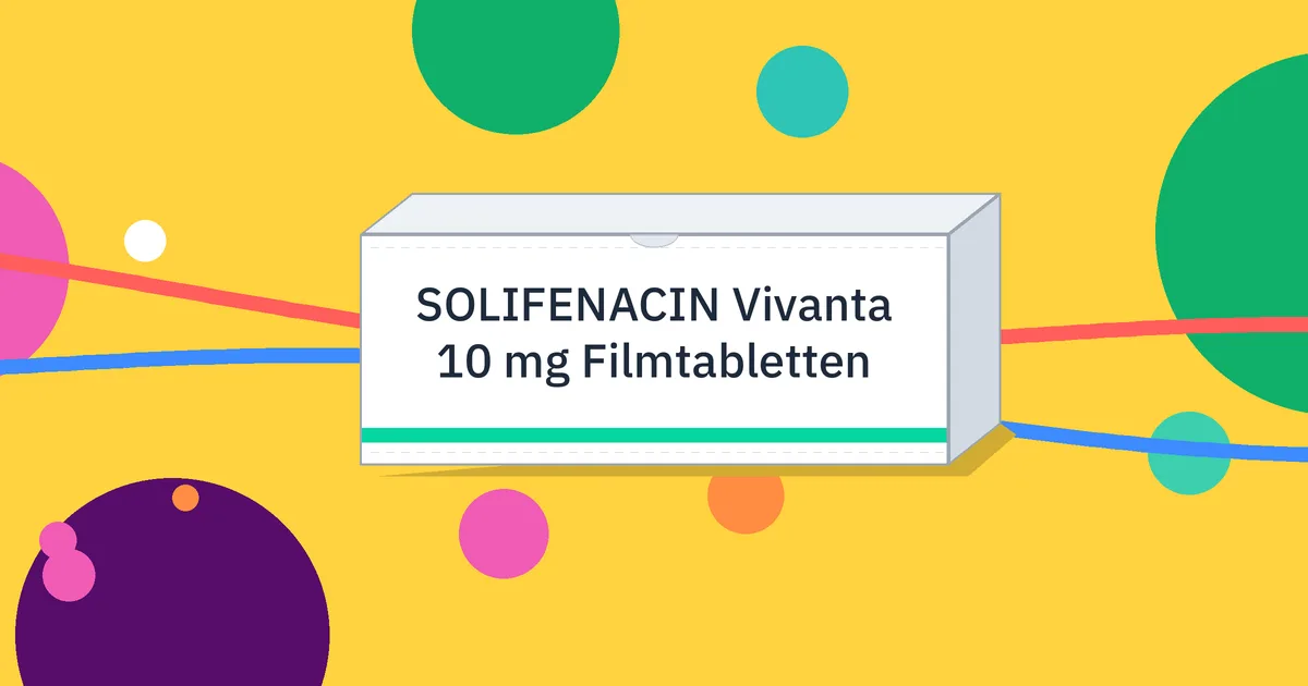 Symbolbild: Packung mit der Aufschrift SOLIFENACIN Vivanta 10 mg Filmtabletten (PZN 19956600) – Verfügbarkeit und Bezug in Apotheken in Frankfurt am Main