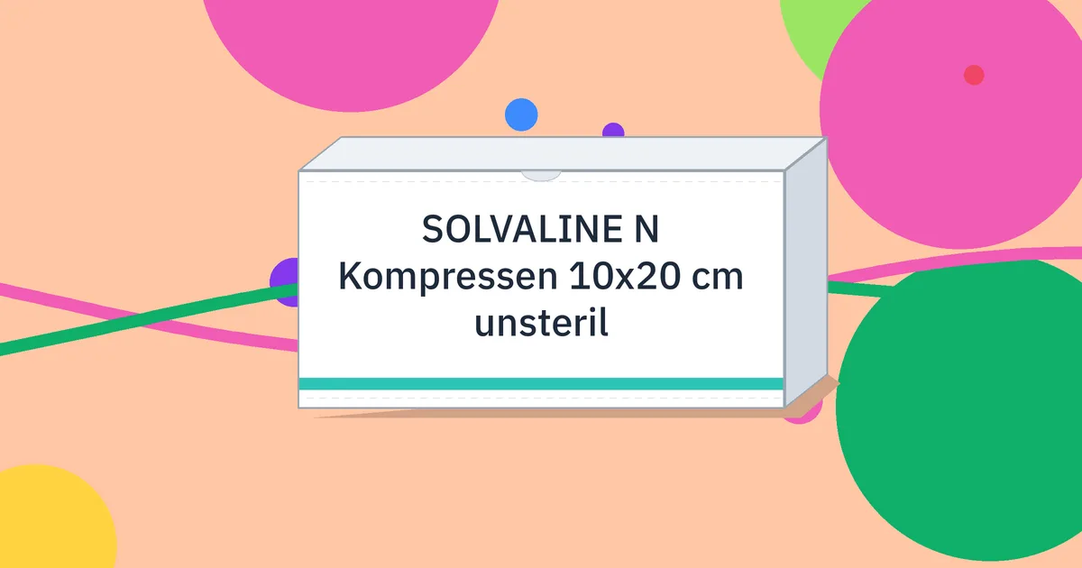 Symbolbild: Packung mit der Aufschrift SOLVALINE N Kompressen 10x20 cm unsteril (PZN 07593687) – Verfügbarkeit und Bezug in Apotheken in Frankfurt am Main