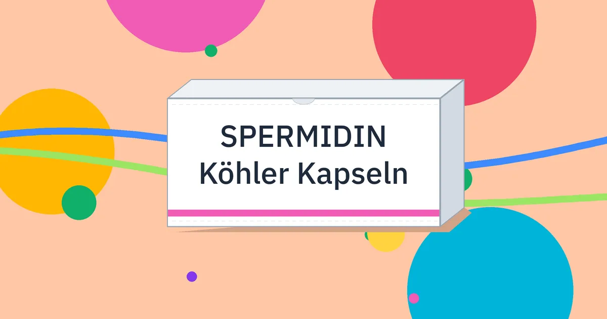Symbolbild: Packung mit der Aufschrift SPERMIDIN Köhler Kapseln (PZN 16791469) – Verfügbarkeit und Bezug in Apotheken in Frankfurt am Main