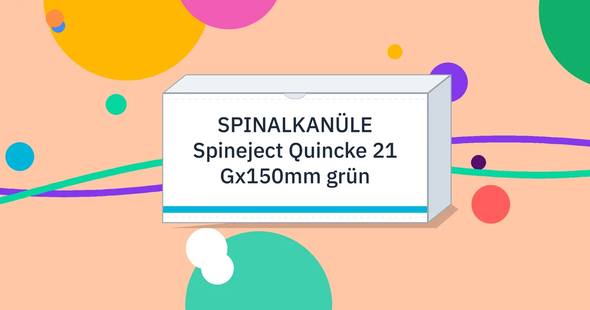 Symbolbild: Packung mit der Aufschrift SPINALKANÜLE Spineject Quincke 21 Gx150mm grün (PZN 16135618) – Verfügbarkeit und Bezug in Apotheken in Frankfurt am Main