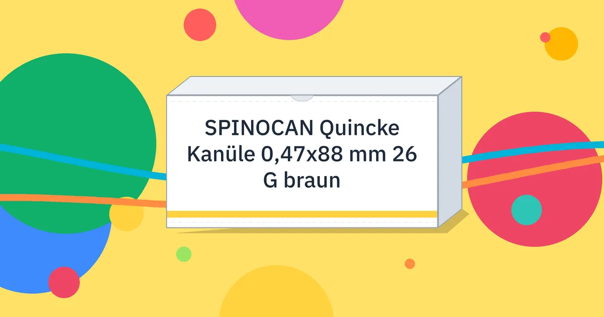 Symbolbild: Packung mit der Aufschrift SPINOCAN Quincke Kanüle 0,47x88 mm 26 G braun (PZN 06592906) – Verfügbarkeit und Bezug in Apotheken in Frankfurt am Main