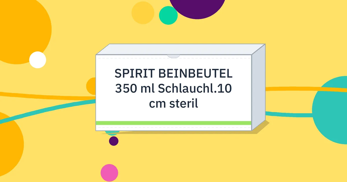 Symbolbild: Packung mit der Aufschrift SPIRIT BEINBEUTEL 350 ml Schlauchl.10 cm steril (PZN 12749714) – Verfügbarkeit und Bezug in Apotheken in Frankfurt am Main