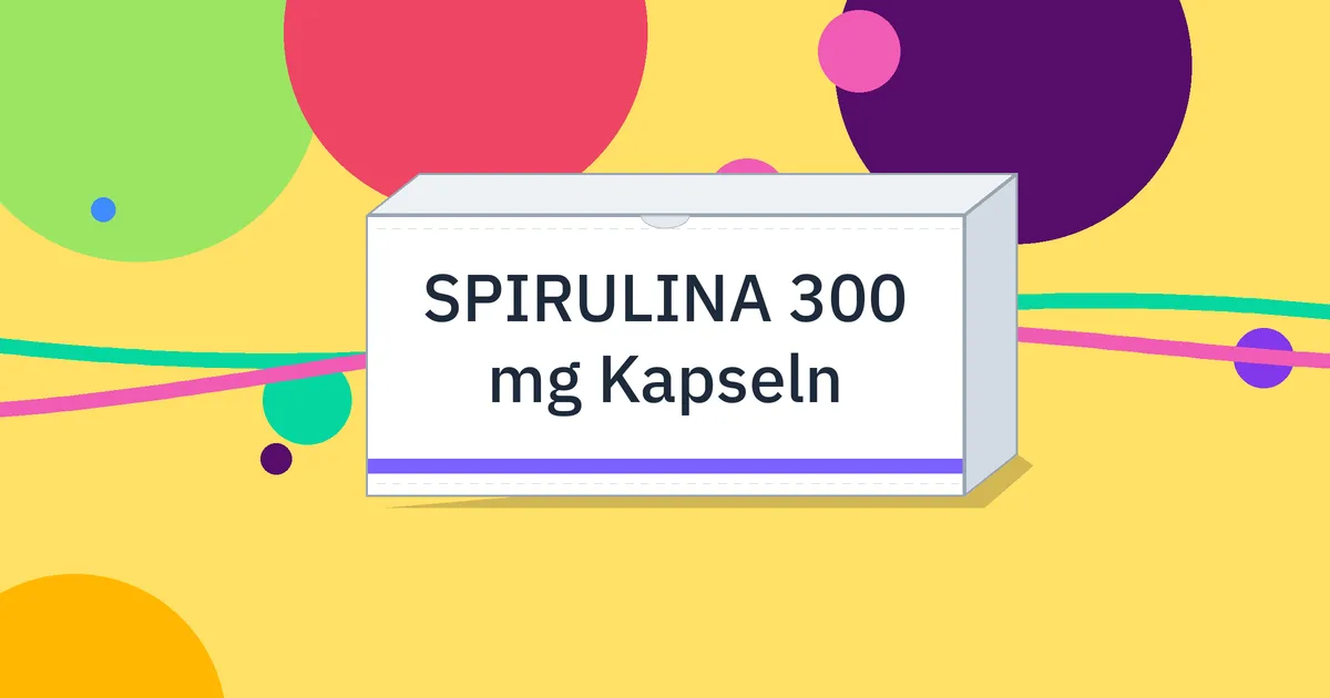Symbolbild: Packung mit der Aufschrift SPIRULINA 300 mg Kapseln (PZN 06861878) – Verfügbarkeit und Bezug in Apotheken in Frankfurt am Main