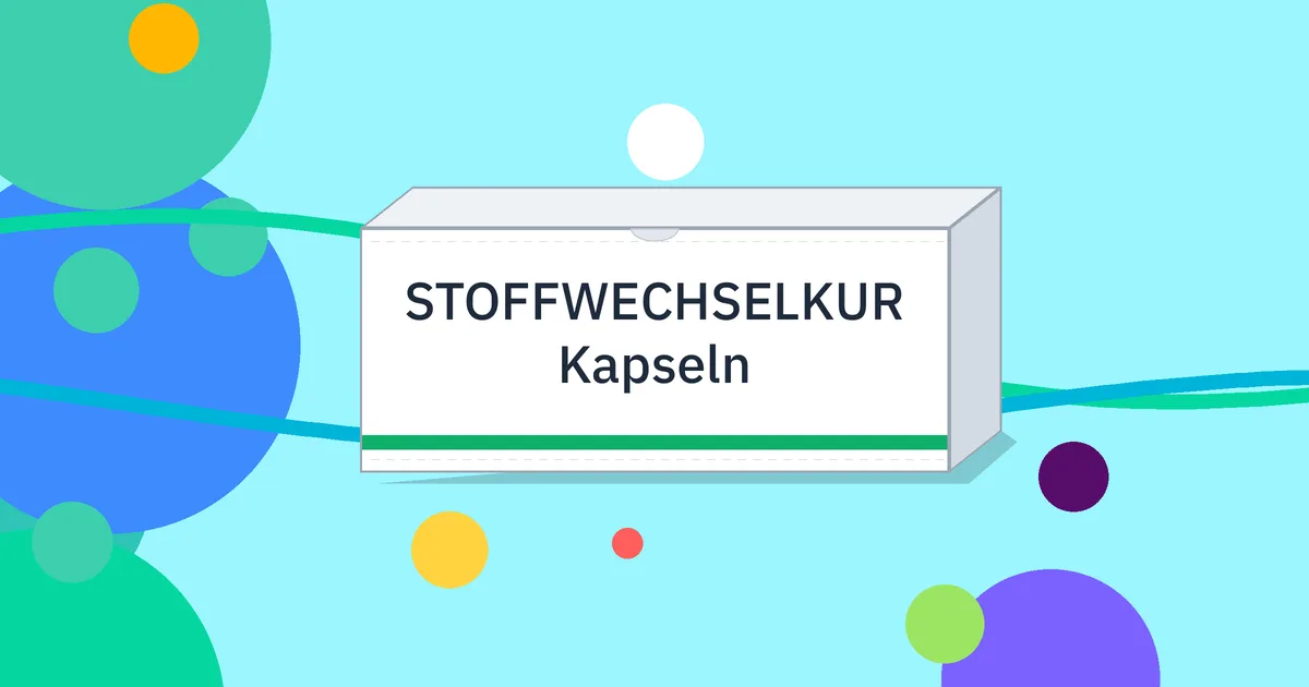 Symbolbild: Packung mit der Aufschrift STOFFWECHSELKUR Kapseln (PZN 18758890) – Verfügbarkeit und Bezug in Apotheken in Frankfurt am Main