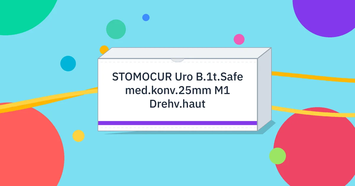Symbolbild: Packung mit der Aufschrift STOMOCUR Uro B.1t.Safe med.konv.25mm M1 Drehv.haut (PZN 17757173) – Verfügbarkeit und Bezug in Apotheken in Frankfurt am Main