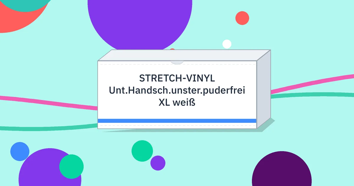 Symbolbild: Packung mit der Aufschrift STRETCH-VINYL Unt.Handsch.unster.puderfrei XL weiß (PZN 11069093) – Verfügbarkeit und Bezug in Apotheken in Frankfurt am Main