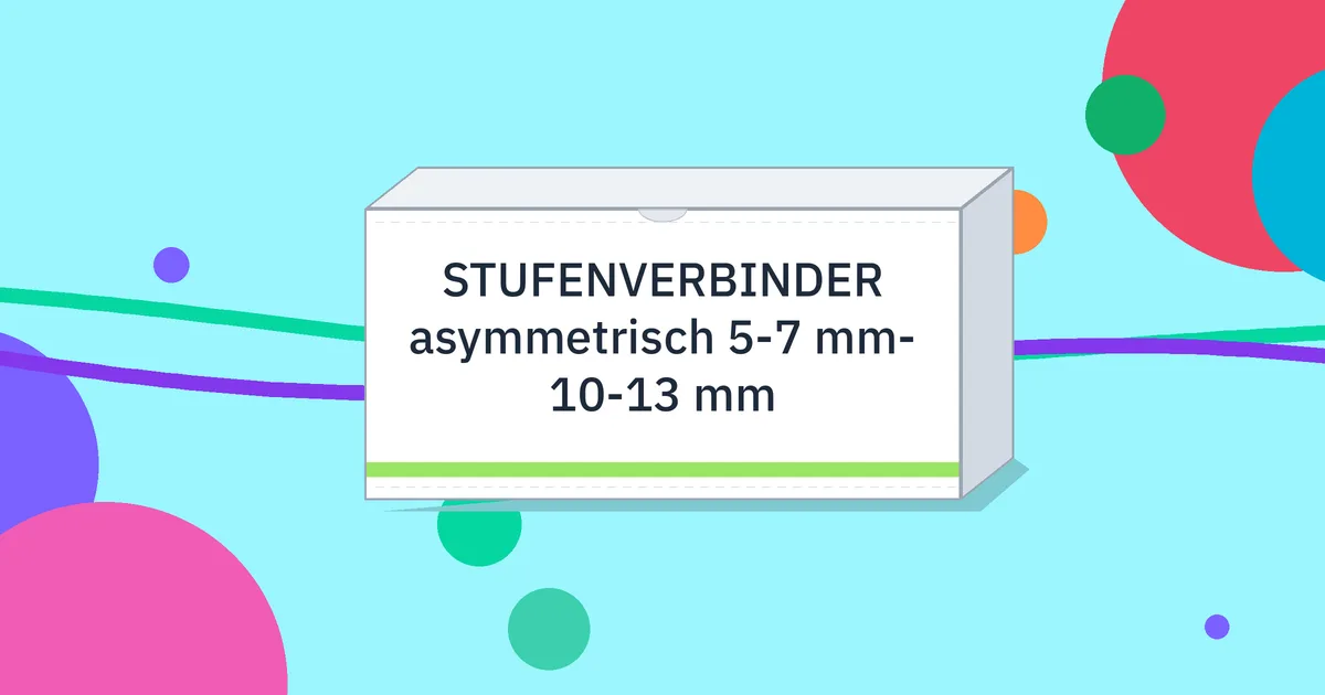 Symbolbild: Packung mit der Aufschrift STUFENVERBINDER asymmetrisch 5-7 mm-10-13 mm (PZN 17932570) – Verfügbarkeit und Bezug in Apotheken in Frankfurt am Main