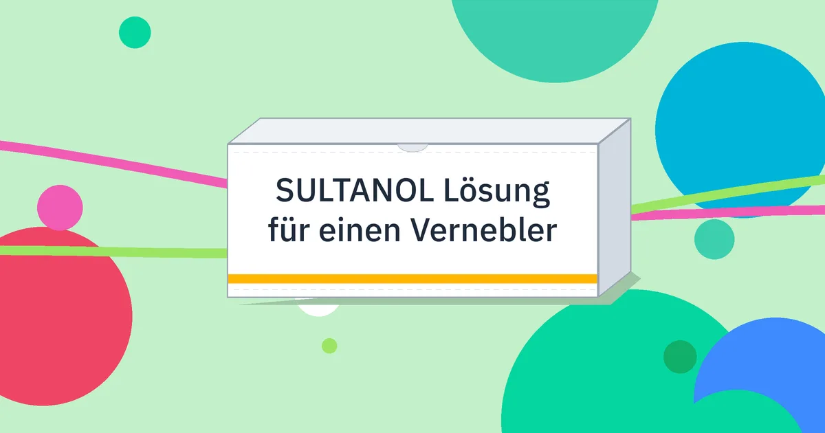Symbolbild: Packung mit der Aufschrift SULTANOL Lösung für einen Vernebler (PZN 01664630) – Verfügbarkeit und Bezug in Apotheken in Frankfurt am Main