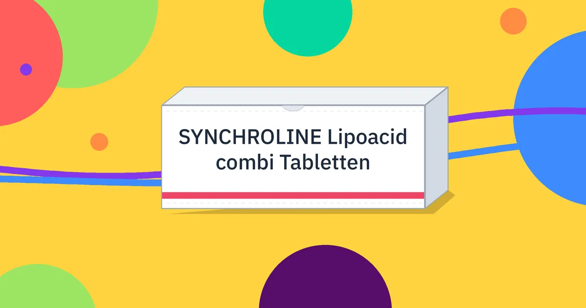 Symbolbild: Packung mit der Aufschrift SYNCHROLINE Lipoacid combi Tabletten (PZN 11015223) – Verfügbarkeit und Bezug in Apotheken in Frankfurt am Main