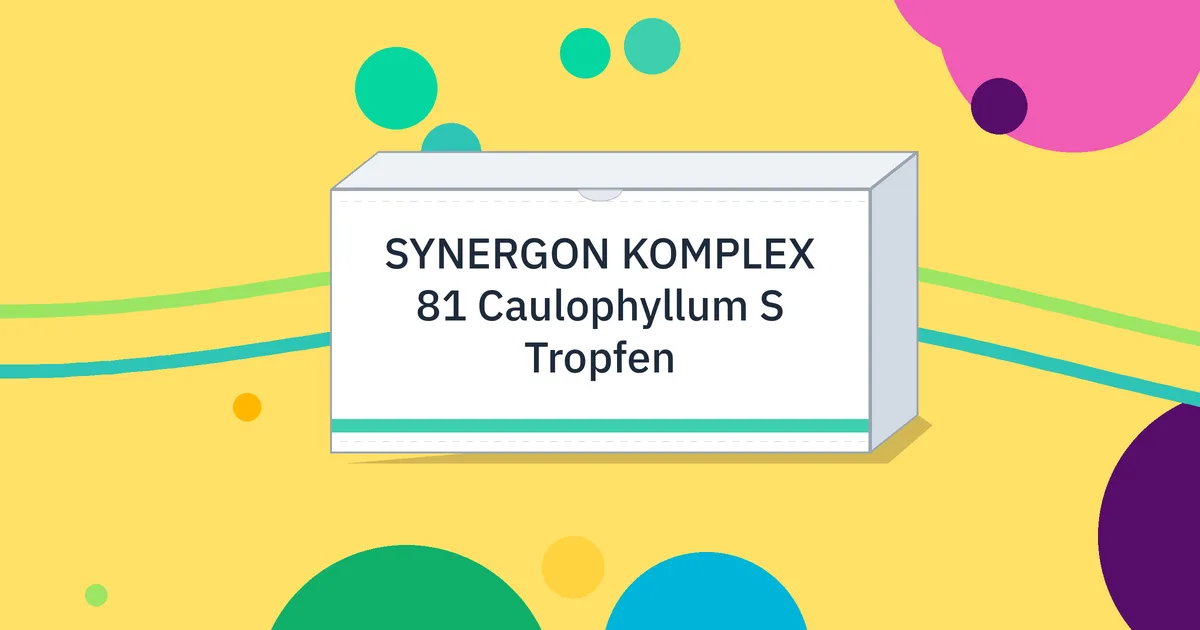 Symbolbild: Packung mit der Aufschrift SYNERGON KOMPLEX 81 Caulophyllum S Tropfen (PZN 19874598) – Verfügbarkeit und Bezug in Apotheken in Frankfurt am Main