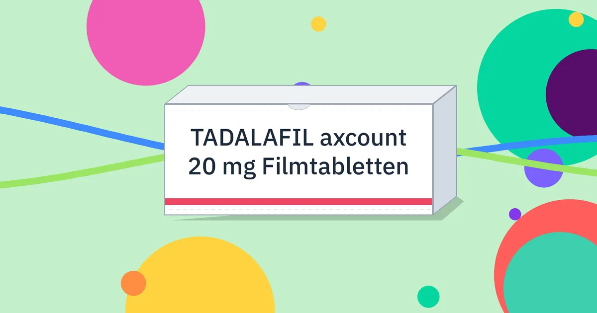 Symbolbild: Packung mit der Aufschrift TADALAFIL axcount 20 mg Filmtabletten (PZN 16742815) – Verfügbarkeit und Bezug in Apotheken in Frankfurt am Main