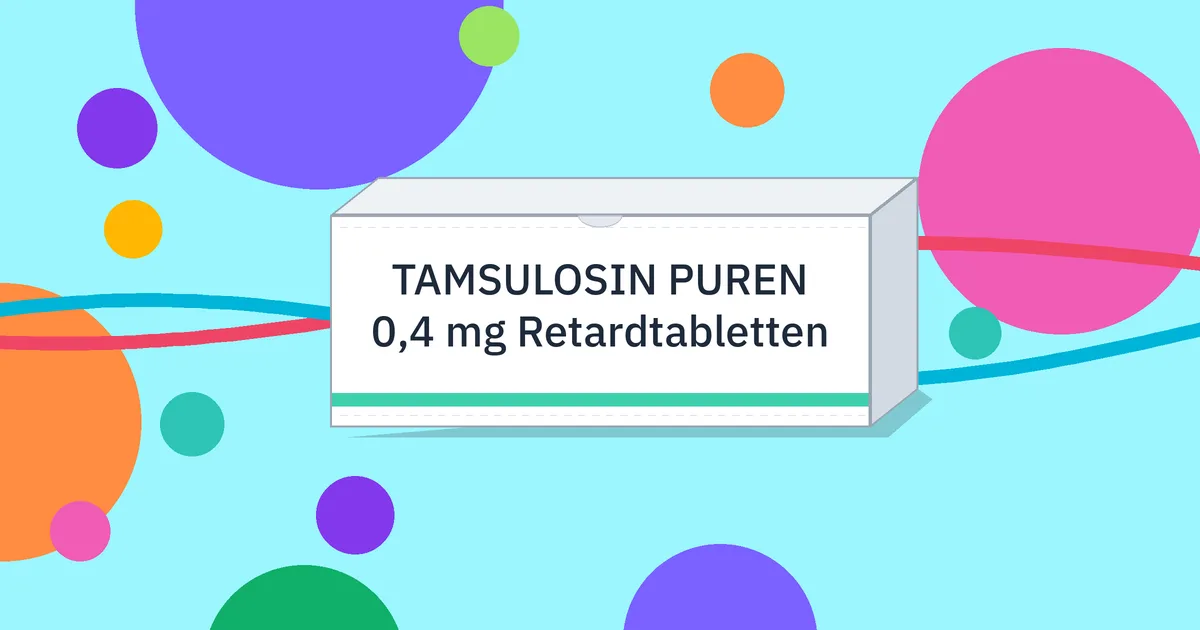 Symbolbild: Packung mit der Aufschrift TAMSULOSIN PUREN 0,4 mg Retardtabletten (PZN 17524428) – Verfügbarkeit und Bezug in Apotheken in Frankfurt am Main