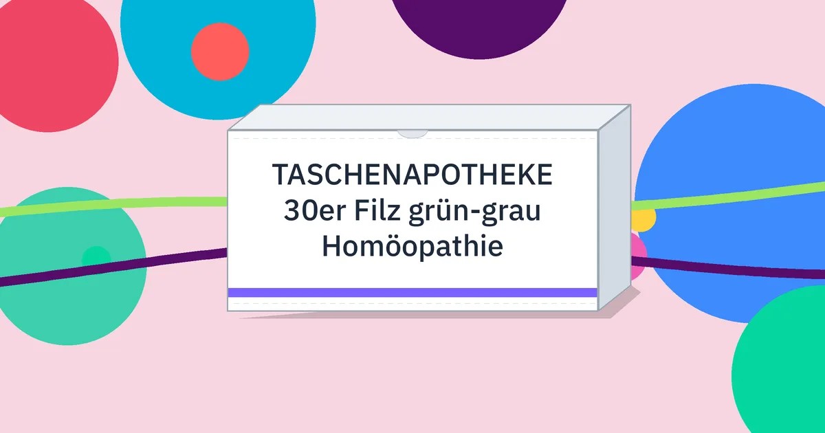 Symbolbild: Packung mit der Aufschrift TASCHENAPOTHEKE 30er Filz grün-grau Homöopathie (PZN 15995201) – Verfügbarkeit und Bezug in Apotheken in Frankfurt am Main