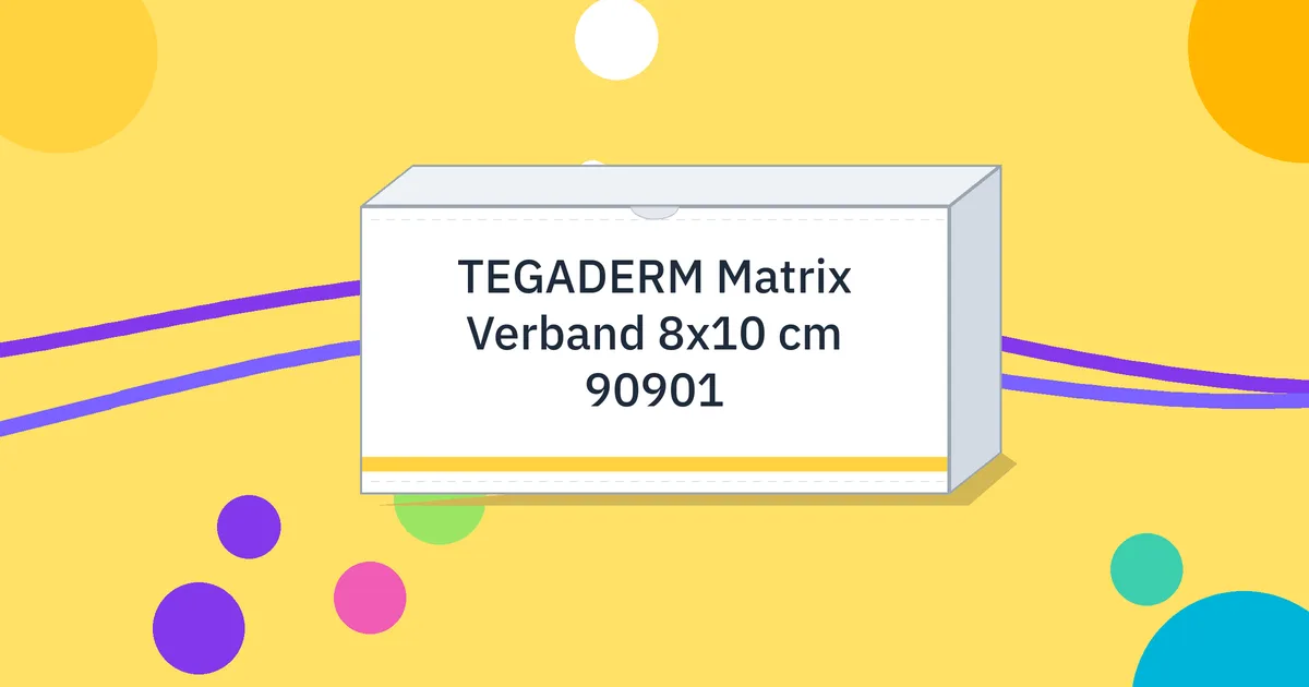 Symbolbild: Packung mit der Aufschrift TEGADERM Matrix Verband 8x10 cm 90901 (PZN 05354932) – Verfügbarkeit und Bezug in Apotheken in Frankfurt am Main