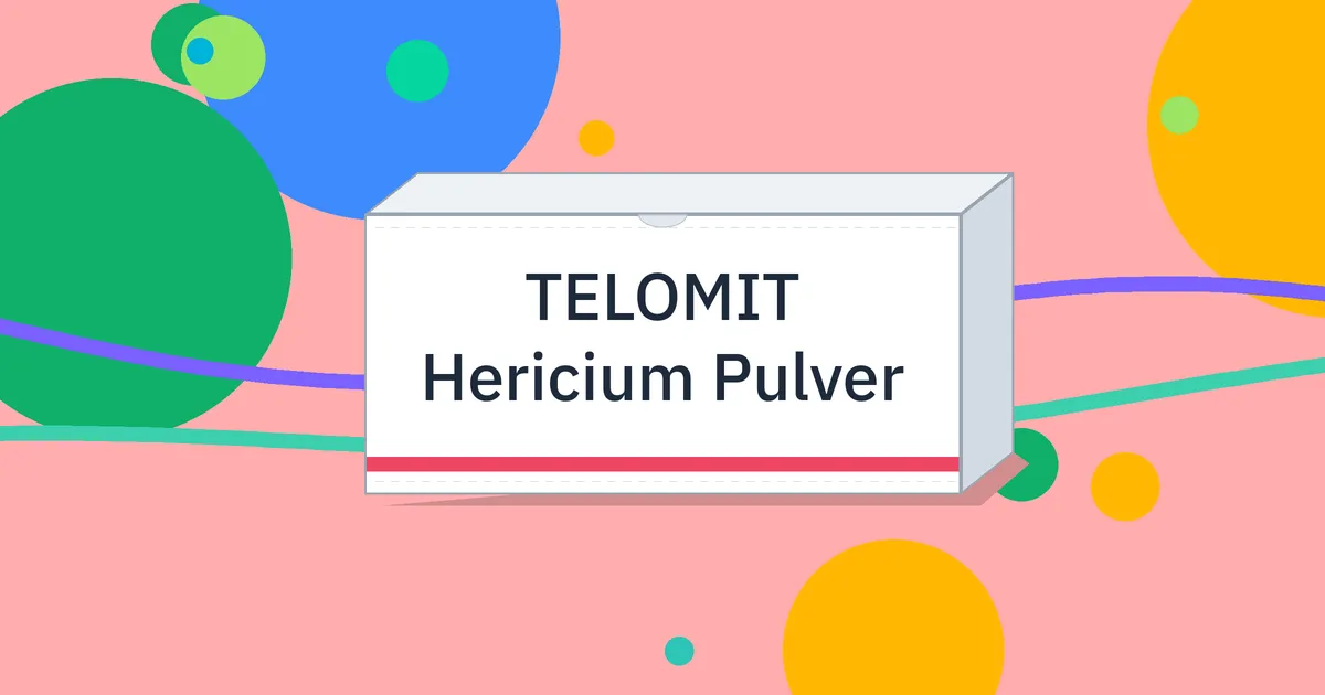 Symbolbild: Packung mit der Aufschrift TELOMIT Hericium Pulver (PZN 20334051) – Verfügbarkeit und Bezug in Apotheken in Frankfurt am Main
