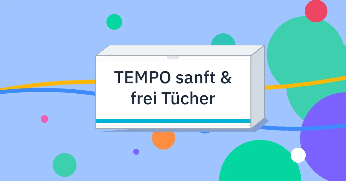 Symbolbild: Packung mit der Aufschrift TEMPO sanft & frei Tücher (PZN 07322480) – Verfügbarkeit und Bezug in Apotheken in Frankfurt am Main