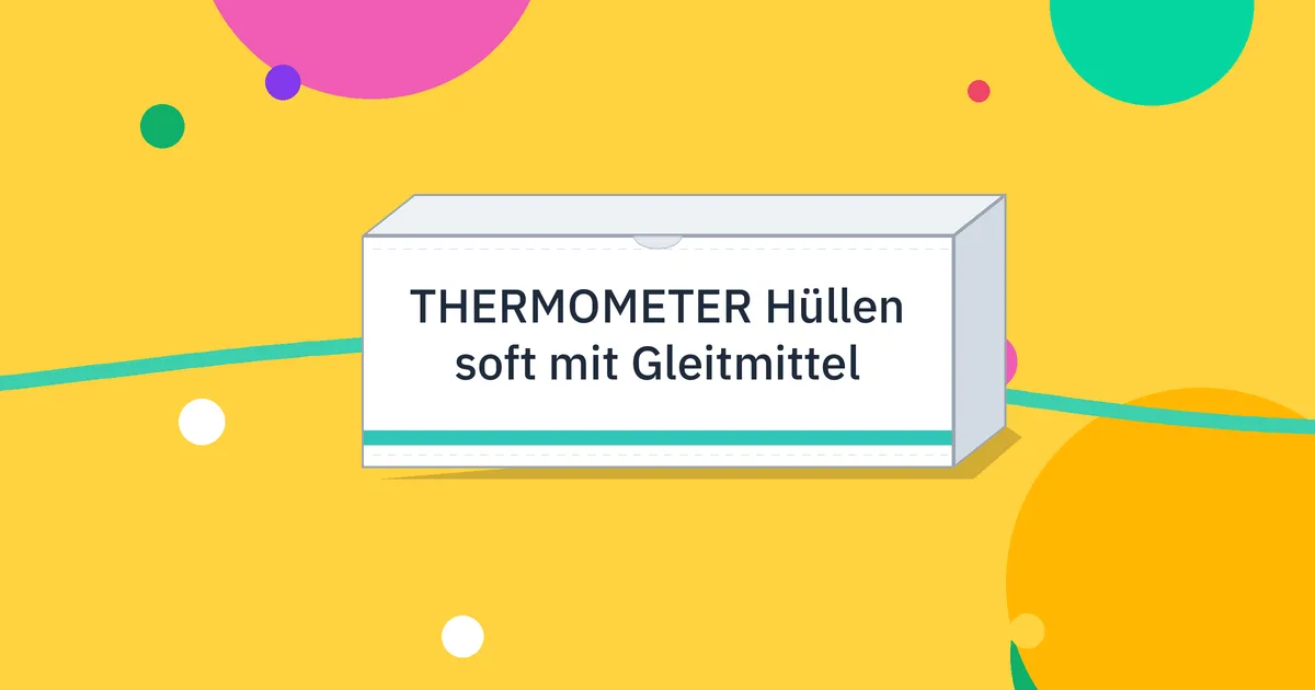 Symbolbild: Packung mit der Aufschrift THERMOMETER Hüllen soft mit Gleitmittel (PZN 02338424) – Verfügbarkeit und Bezug in Apotheken in Frankfurt am Main