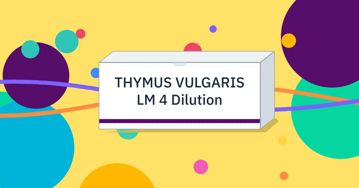 Symbolbild: Packung mit der Aufschrift THYMUS VULGARIS LM 4 Dilution (PZN 13223316) – Verfügbarkeit und Bezug in Apotheken in Frankfurt am Main