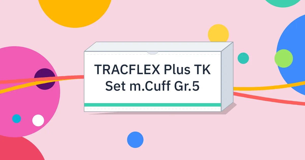 Symbolbild: Packung mit der Aufschrift TRACFLEX Plus TK Set m.Cuff Gr.5 (PZN 10391616) – Verfügbarkeit und Bezug in Apotheken in Frankfurt am Main