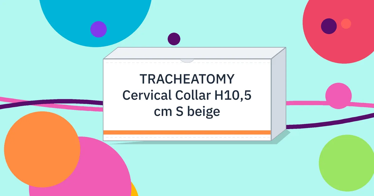 Symbolbild: Packung mit der Aufschrift TRACHEATOMY Cervical Collar H10,5 cm S beige (PZN 06158446) – Verfügbarkeit und Bezug in Apotheken in Frankfurt am Main