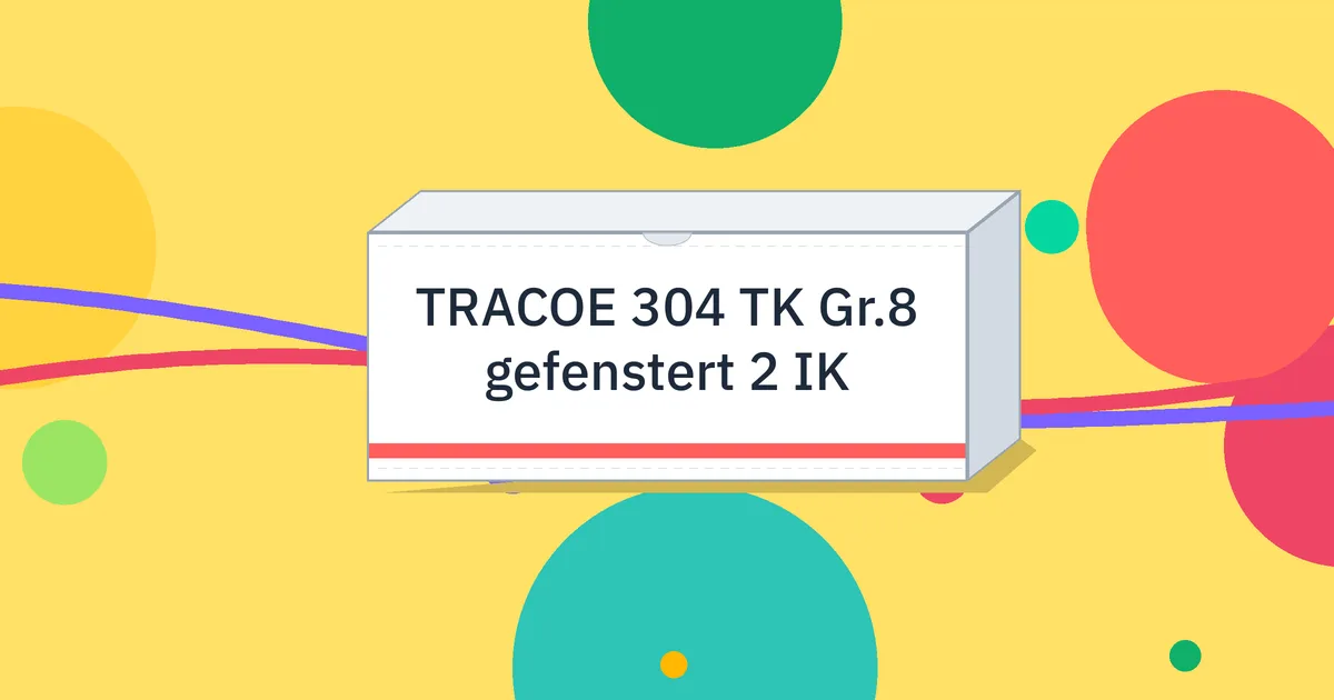 Symbolbild: Packung mit der Aufschrift TRACOE 304 TK Gr.8 gefenstert 2 IK (PZN 02716837) – Verfügbarkeit und Bezug in Apotheken in Frankfurt am Main