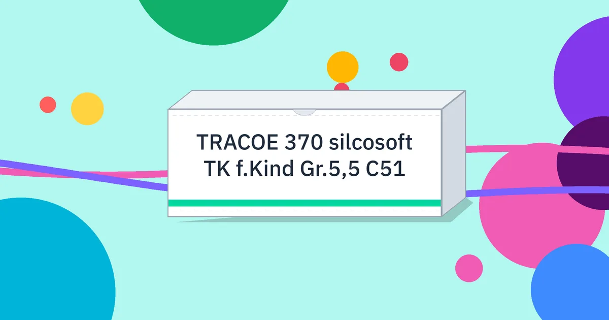 Symbolbild: Packung mit der Aufschrift TRACOE 370 silcosoft TK f.Kind Gr.5,5 C51 (PZN 14314802) – Verfügbarkeit und Bezug in Apotheken in Frankfurt am Main