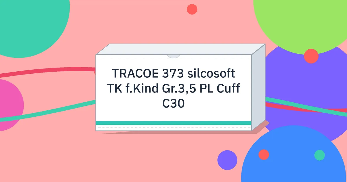Symbolbild: Packung mit der Aufschrift TRACOE 373 silcosoft TK f.Kind Gr.3,5 PL Cuff C30 (PZN 14317025) – Verfügbarkeit und Bezug in Apotheken in Frankfurt am Main