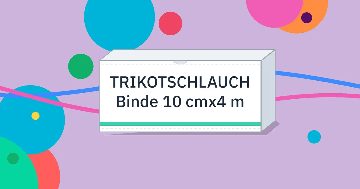 Symbolbild: Packung mit der Aufschrift TRIKOTSCHLAUCH Binde 10 cmx4 m (PZN 01410898) – Verfügbarkeit und Bezug in Apotheken in Frankfurt am Main