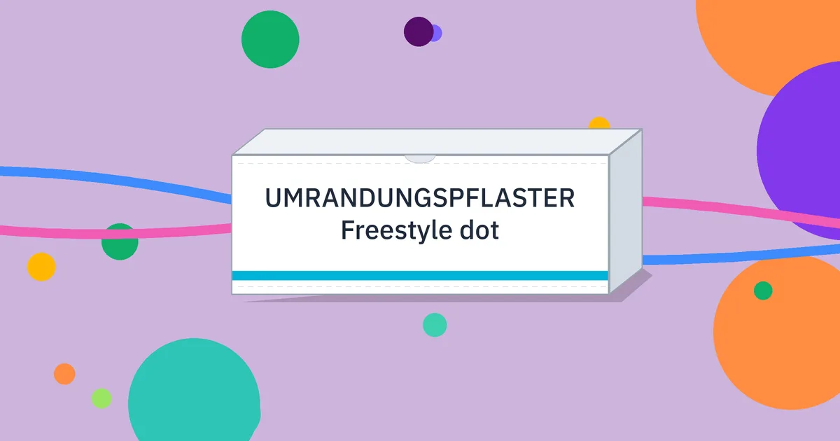 Symbolbild: Packung mit der Aufschrift UMRANDUNGSPFLASTER Freestyle dot (PZN 16537802) – Verfügbarkeit und Bezug in Apotheken in Frankfurt am Main