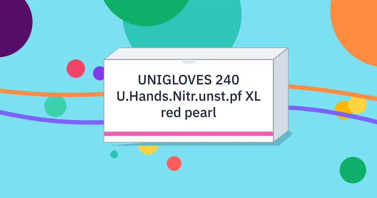 Symbolbild: Packung mit der Aufschrift UNIGLOVES 240 U.Hands.Nitr.unst.pf XL red pearl (PZN 18102385) – Verfügbarkeit und Bezug in Apotheken in Frankfurt am Main