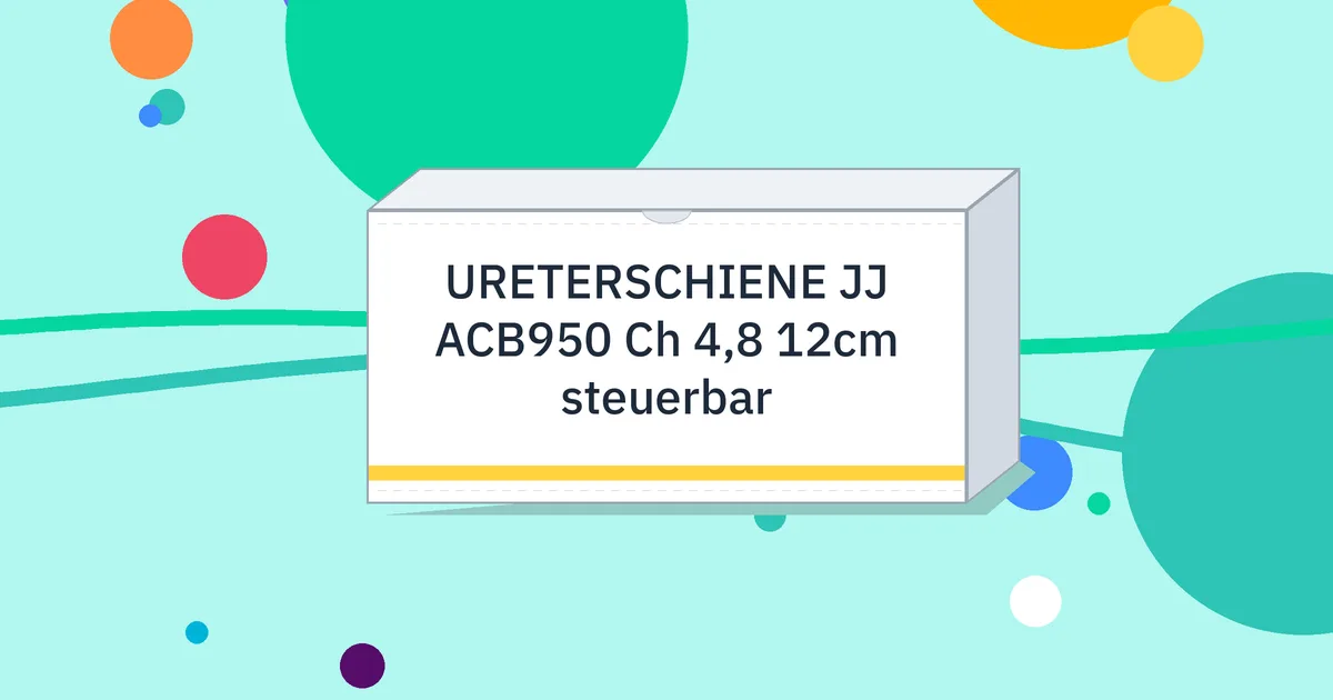 Symbolbild: Packung mit der Aufschrift URETERSCHIENE JJ ACB950 Ch 4,8 12cm steuerbar (PZN 00486623) – Verfügbarkeit und Bezug in Apotheken in Frankfurt am Main