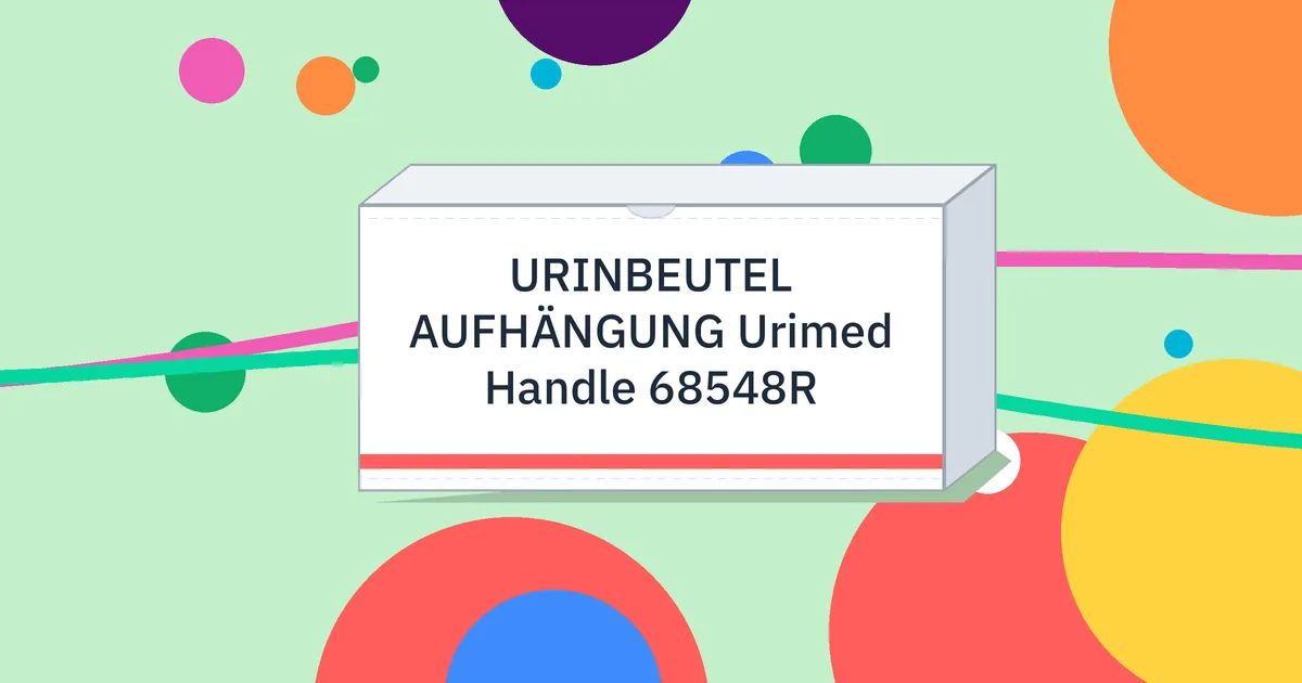 Symbolbild: Packung mit der Aufschrift URINBEUTEL AUFHÄNGUNG Urimed Handle 68548R (PZN 12898874) – Verfügbarkeit und Bezug in Apotheken in Frankfurt am Main