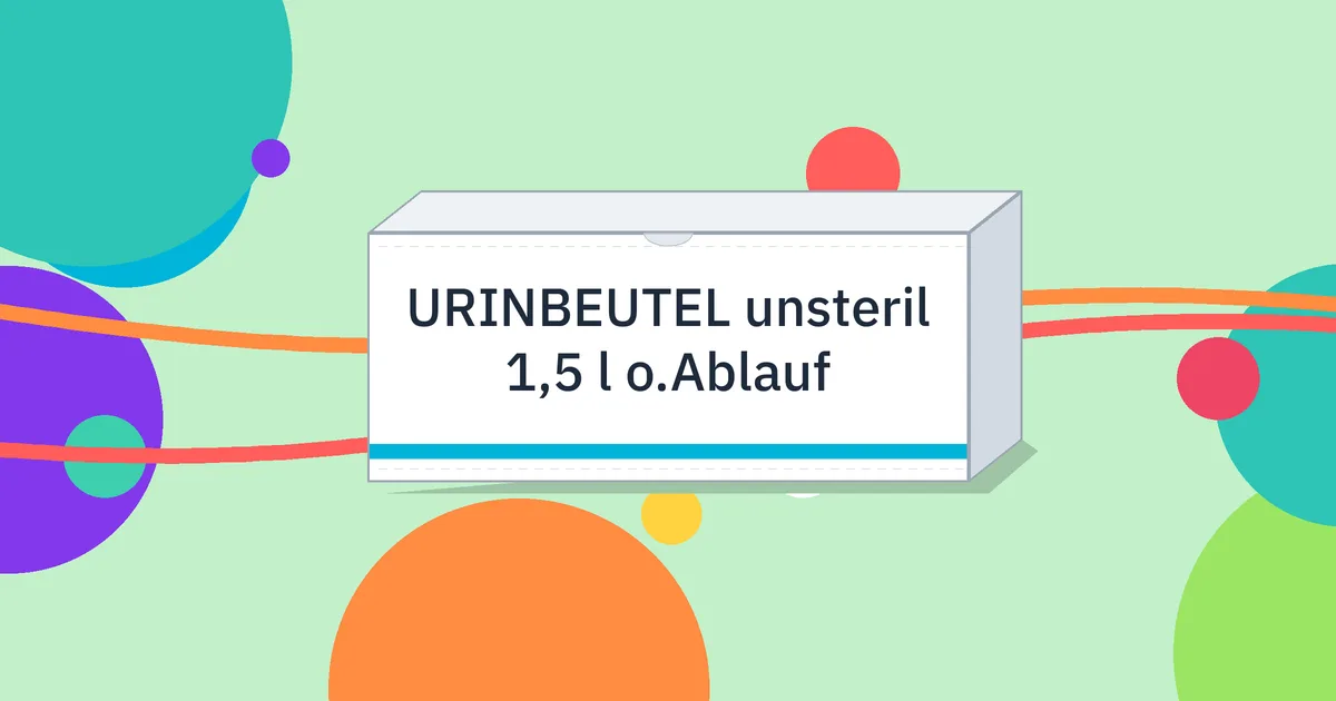 Symbolbild: Packung mit der Aufschrift URINBEUTEL unsteril 1,5 l o.Ablauf (PZN 11144802) – Verfügbarkeit und Bezug in Apotheken in Frankfurt am Main