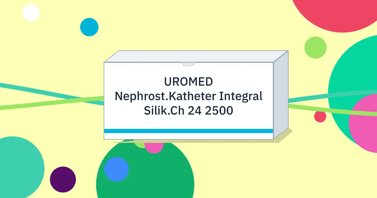 Symbolbild: Packung mit der Aufschrift UROMED Nephrost.Katheter Integral Silik.Ch 24 2500 (PZN 04741779) – Verfügbarkeit und Bezug in Apotheken in Frankfurt am Main