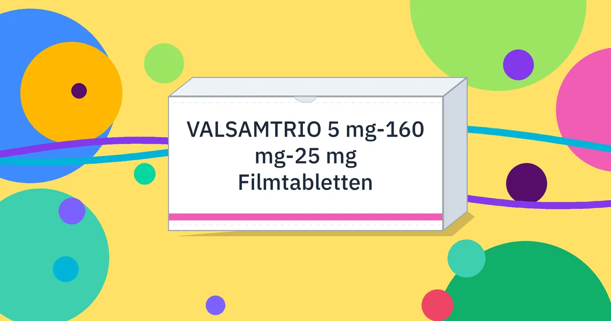 Symbolbild: Packung mit der Aufschrift VALSAMTRIO 5 mg-160 mg-25 mg Filmtabletten (PZN 15865295) – Verfügbarkeit und Bezug in Apotheken in Frankfurt am Main