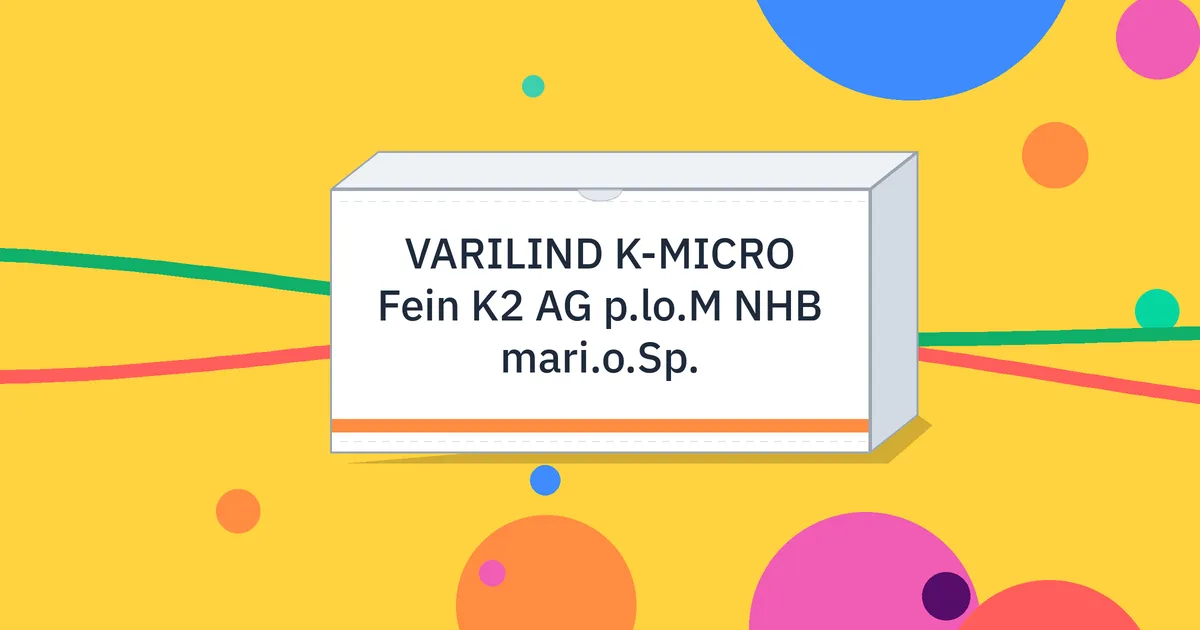 Symbolbild: Packung mit der Aufschrift VARILIND K-MICRO Fein K2 AG p.lo.M NHB mari.o.Sp. (PZN 20556461) – Verfügbarkeit und Bezug in Apotheken in Frankfurt am Main