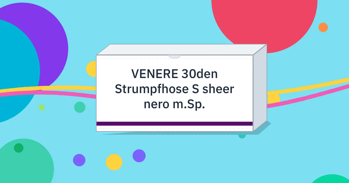 Symbolbild: Packung mit der Aufschrift VENERE 30den Strumpfhose S sheer nero m.Sp. (PZN 16172157) – Verfügbarkeit und Bezug in Apotheken in Frankfurt am Main